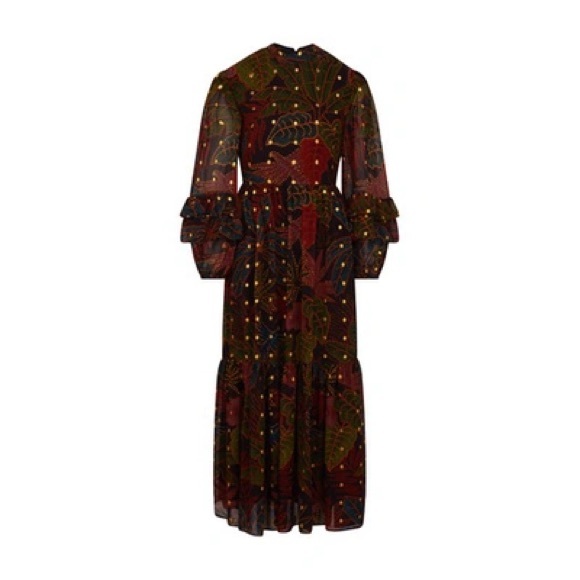 FARM Rio | Dresses | Rare Maxi Leaf Print Farm Rio Dress | Poshmark